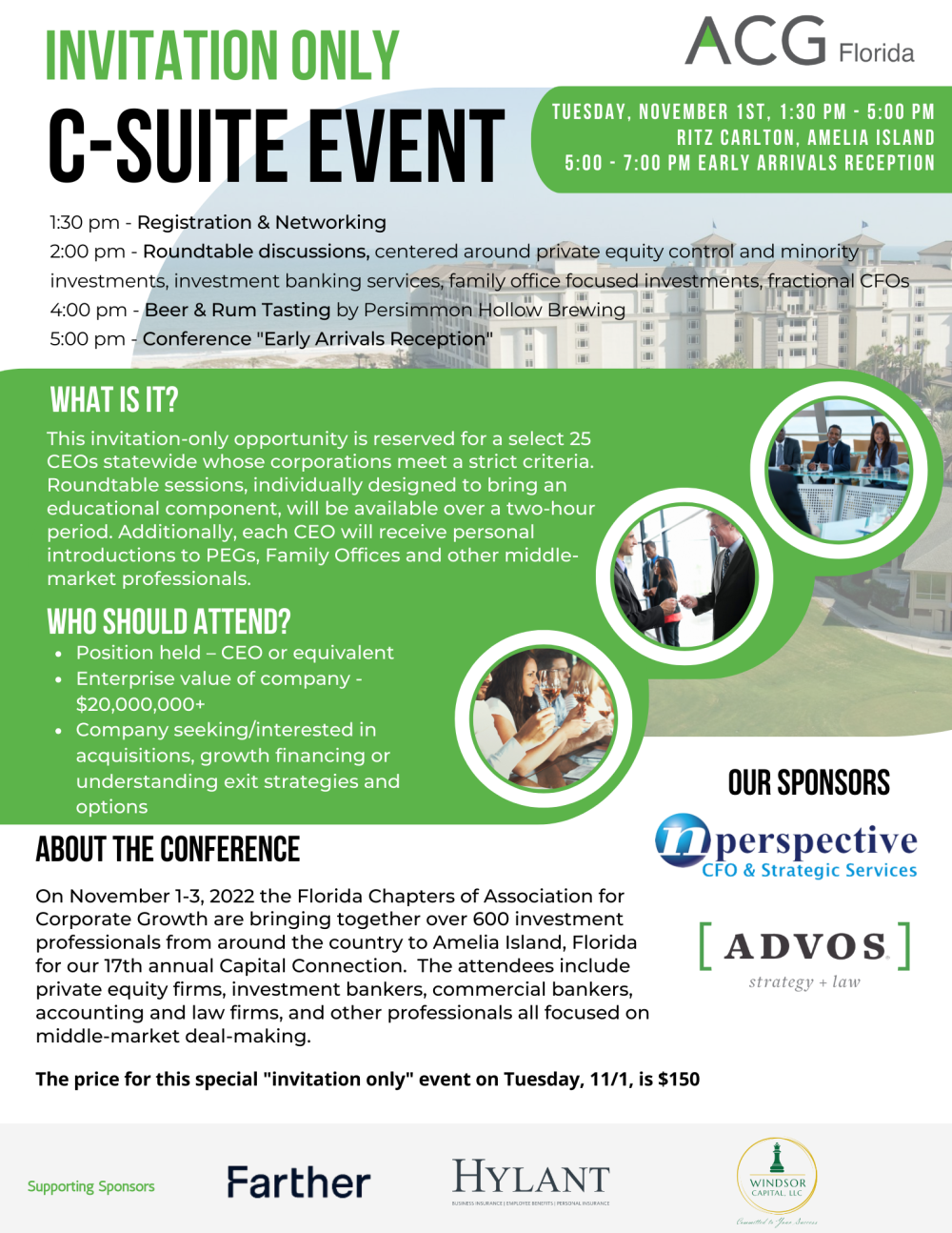 C-Suite "Invitation" Only Event at 2022 FL ACG Capital Connection | ACG Florida Capital Connection